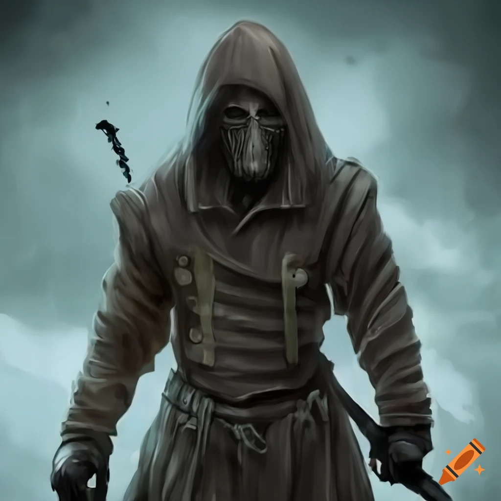 Fantasy illustration of a prisoner with an iron mask on Craiyon