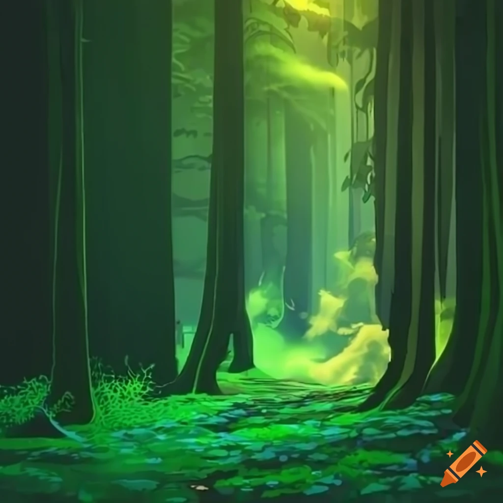 Cartoon forest landscape on Craiyon