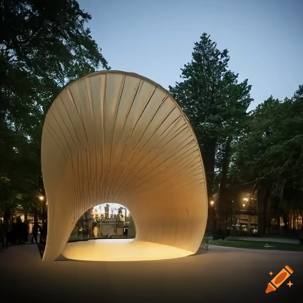 Pavilion design in a public square on Craiyon
