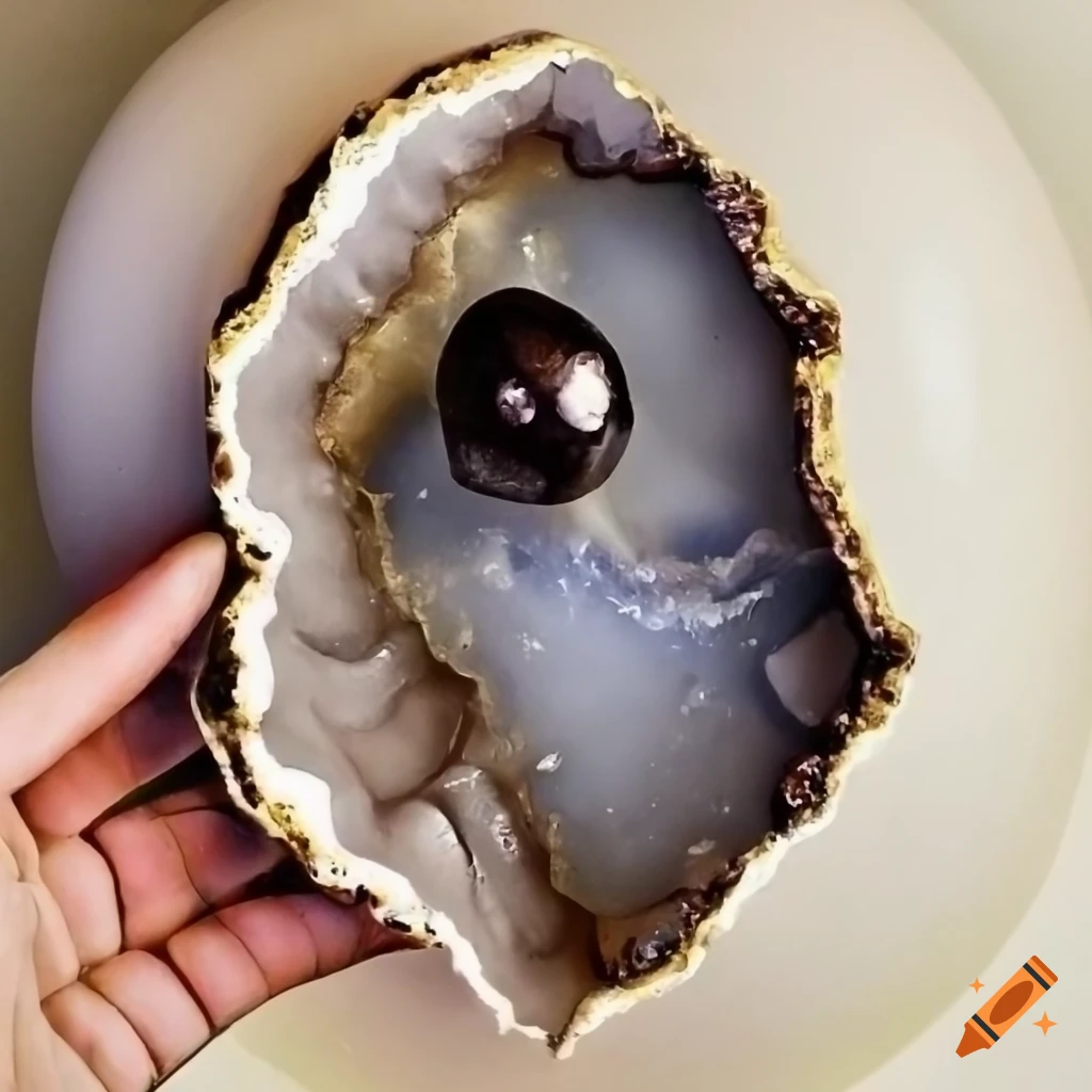 Fashion model emerging from cracked geode on Craiyon