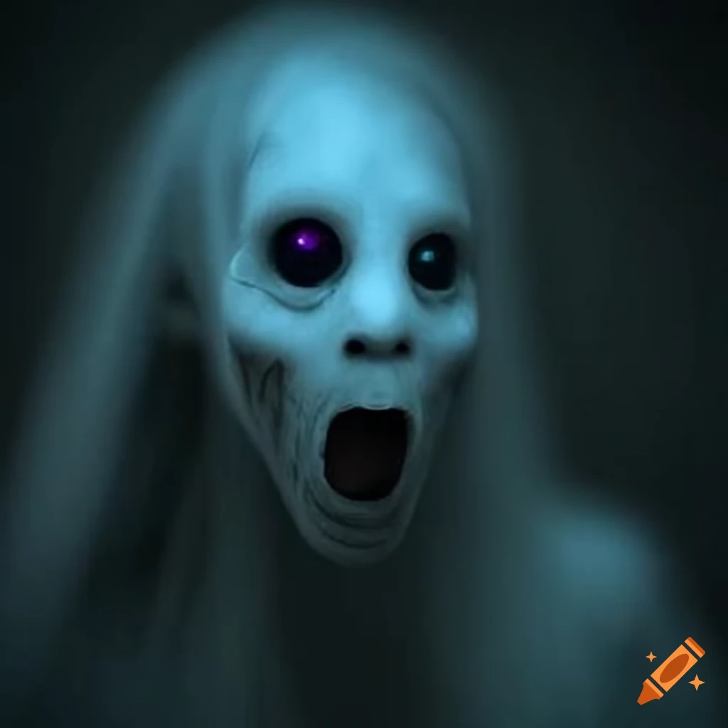 Image of a creepy paranormal creature with glowing eyes on Craiyon