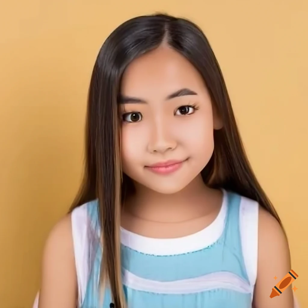 Smiling tween girl with glasses on Craiyon