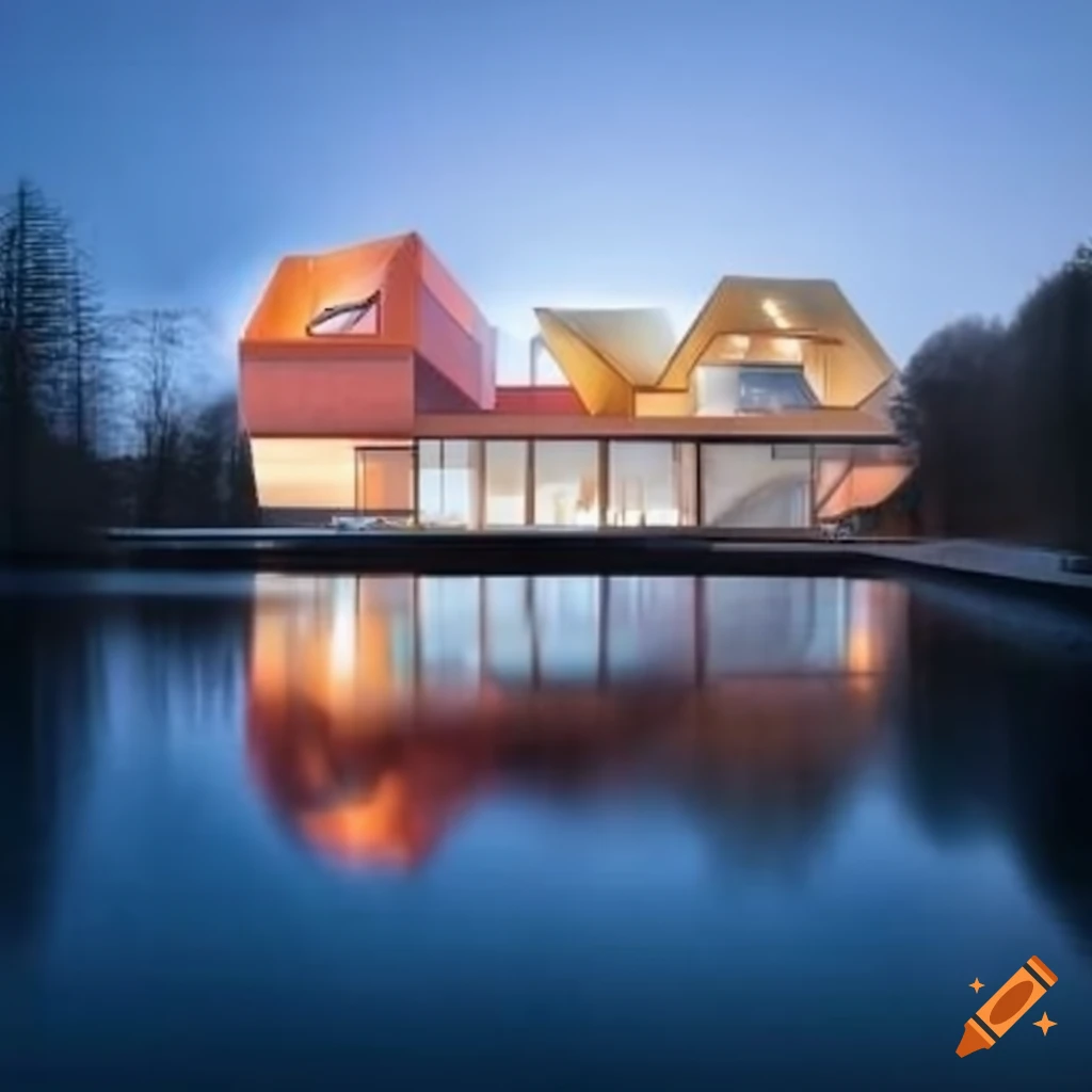 Stunning lakefront section house by MVRDV on Craiyon