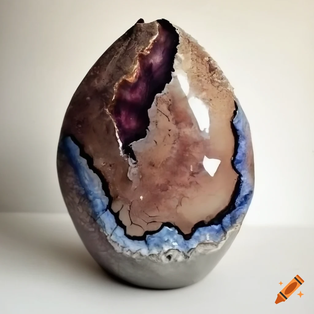 Fashion model emerging from cracked geode on Craiyon