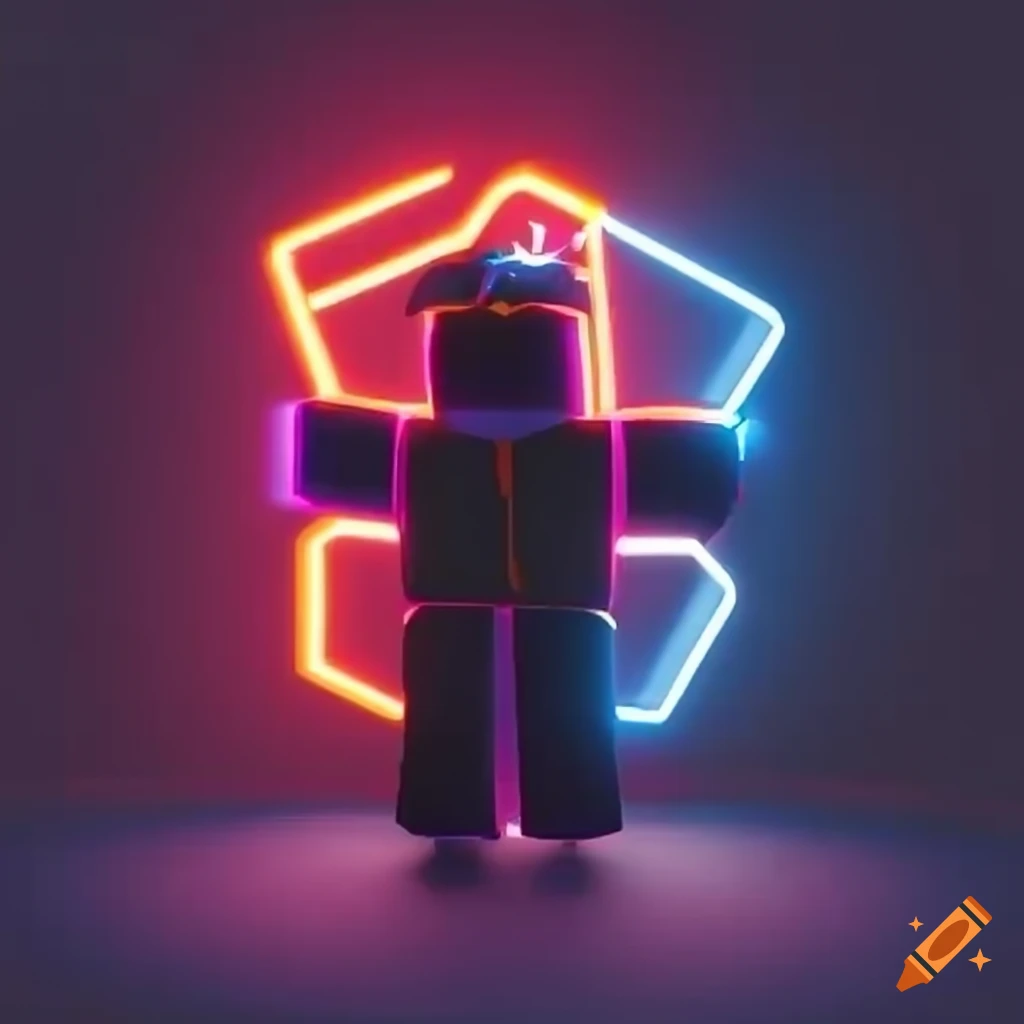 Roblox boy jumping on neon block on Craiyon