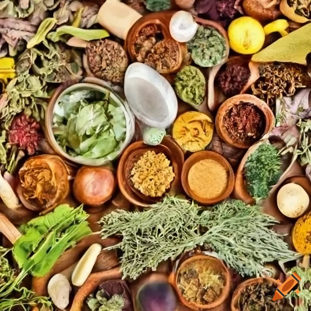 Assortment of herb mixes on Craiyon