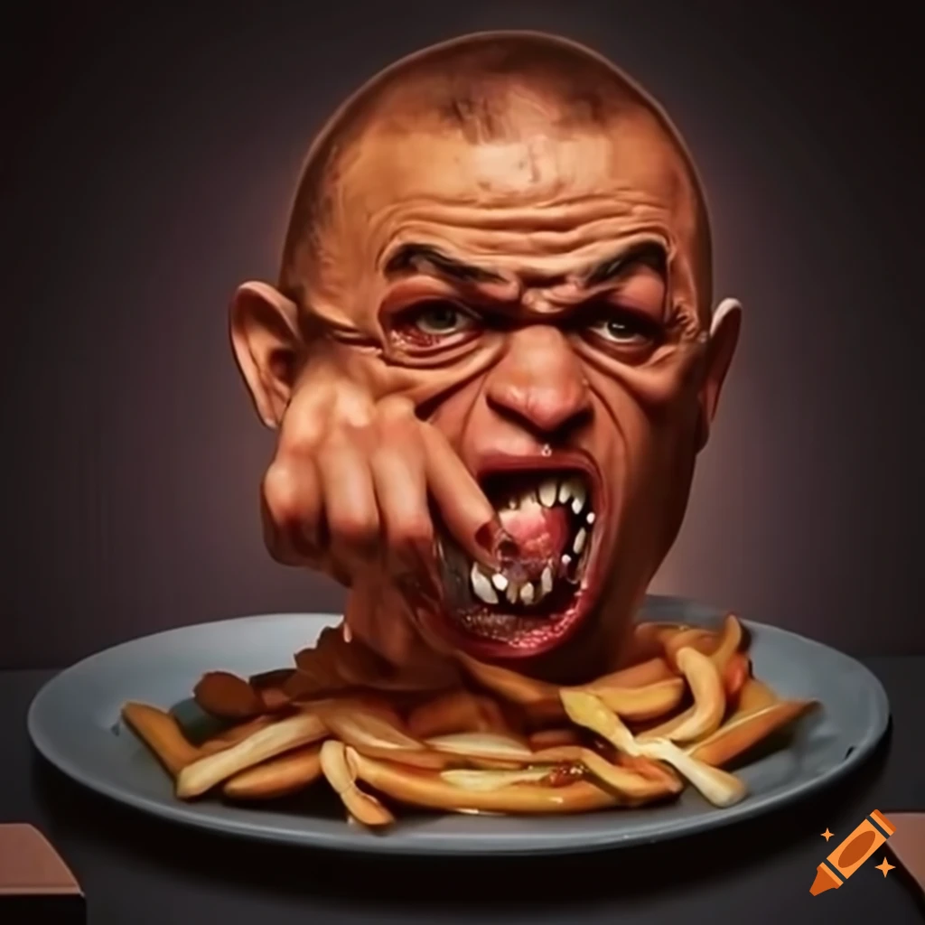 Artistic representation of angry eating love on Craiyon