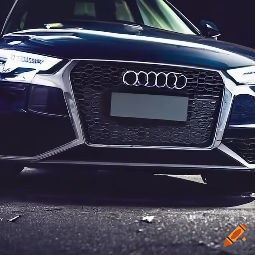 Nighttime image of a crashed audi rs6 on Craiyon