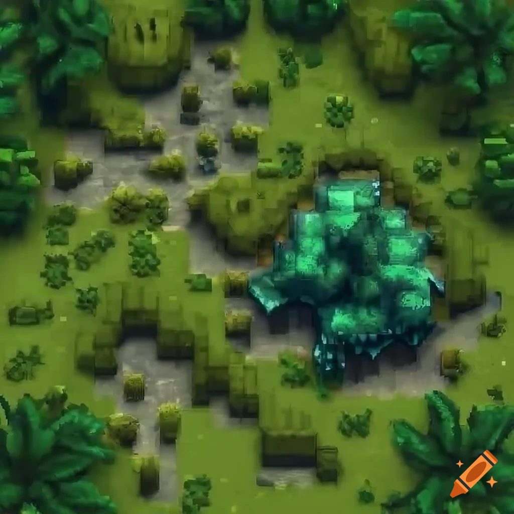 Top-down view of a fantasy forest