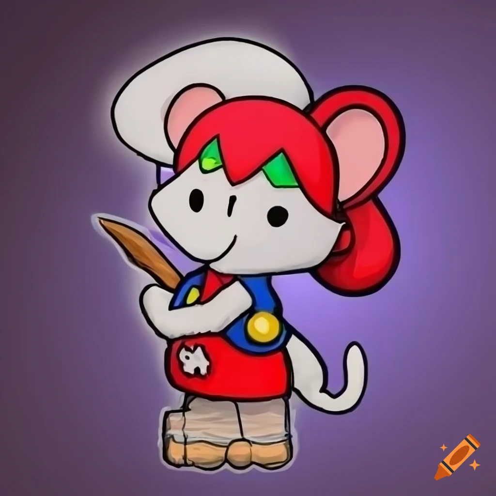 Anthro mouse pirate with white fur and red hair on Craiyon