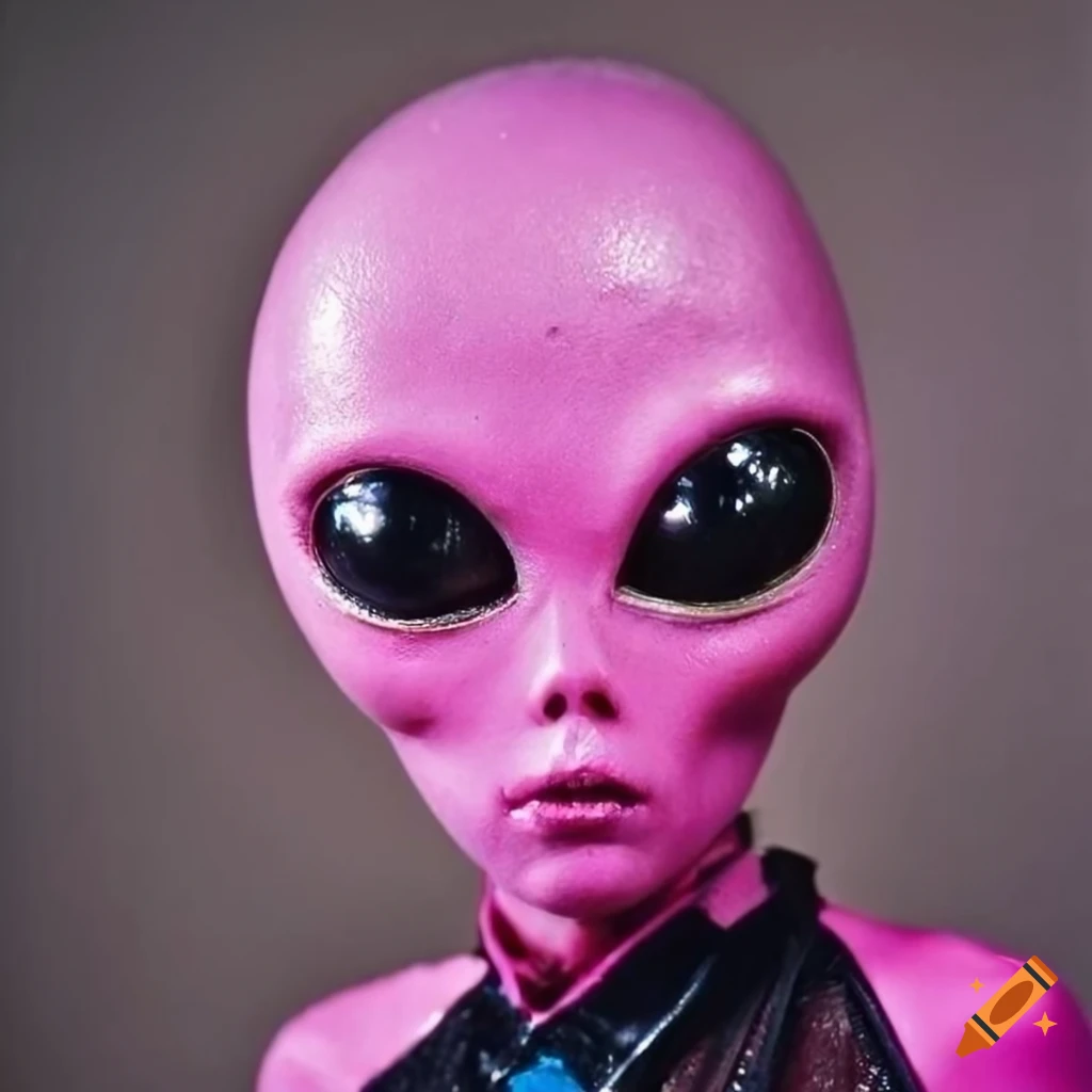 Pink glamorous alien portrait on Craiyon
