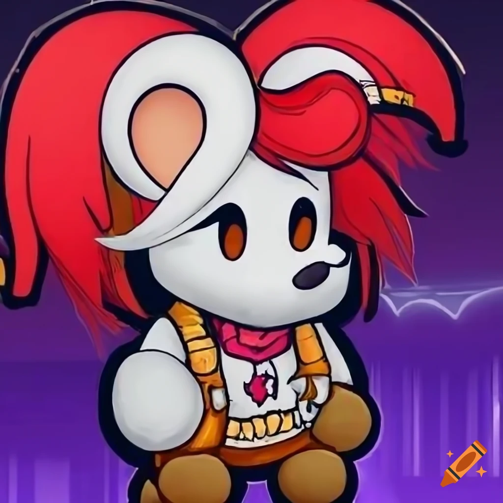 Anthro mouse pirate with white fur and red hair on Craiyon