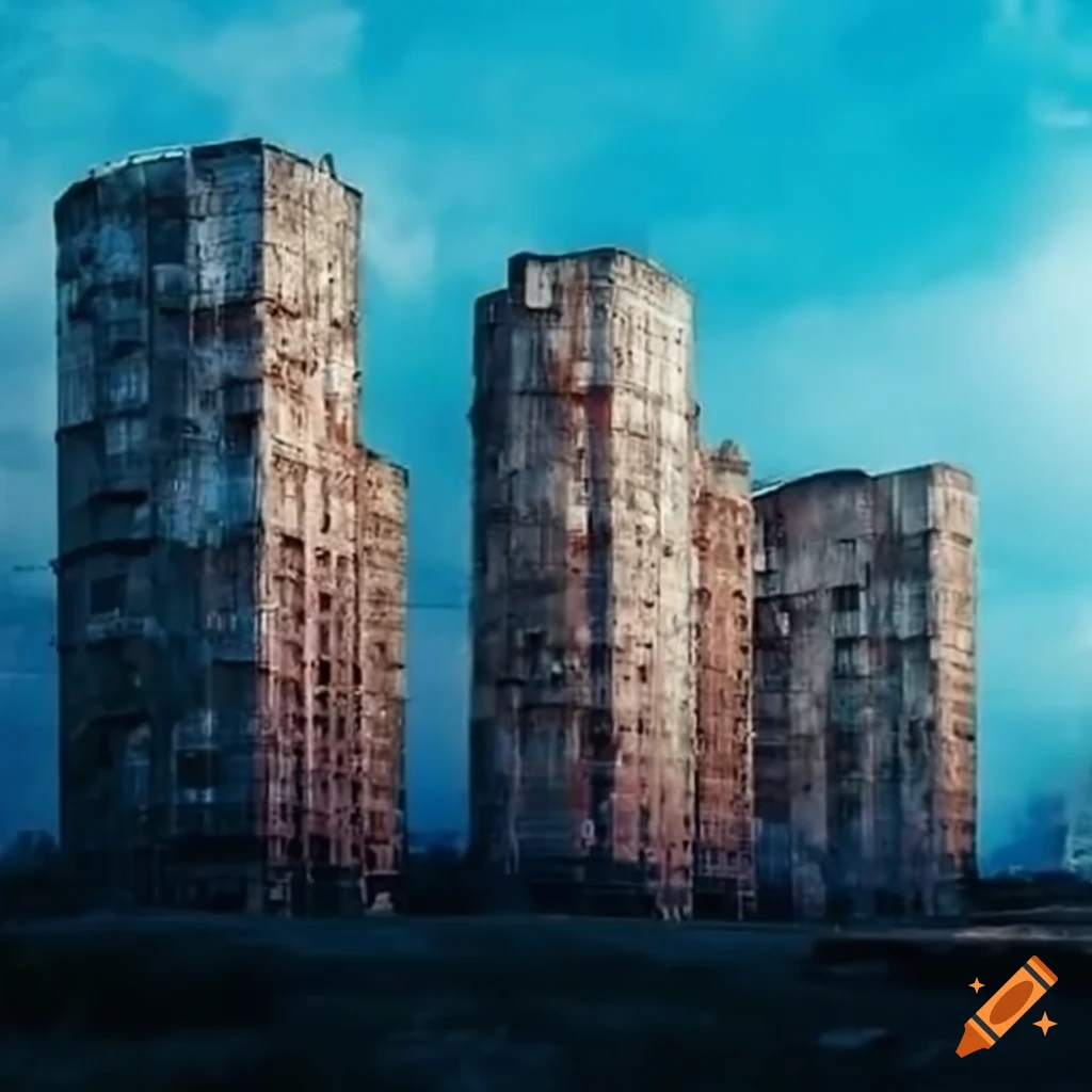 Image of towering Russian slum buildings on Craiyon