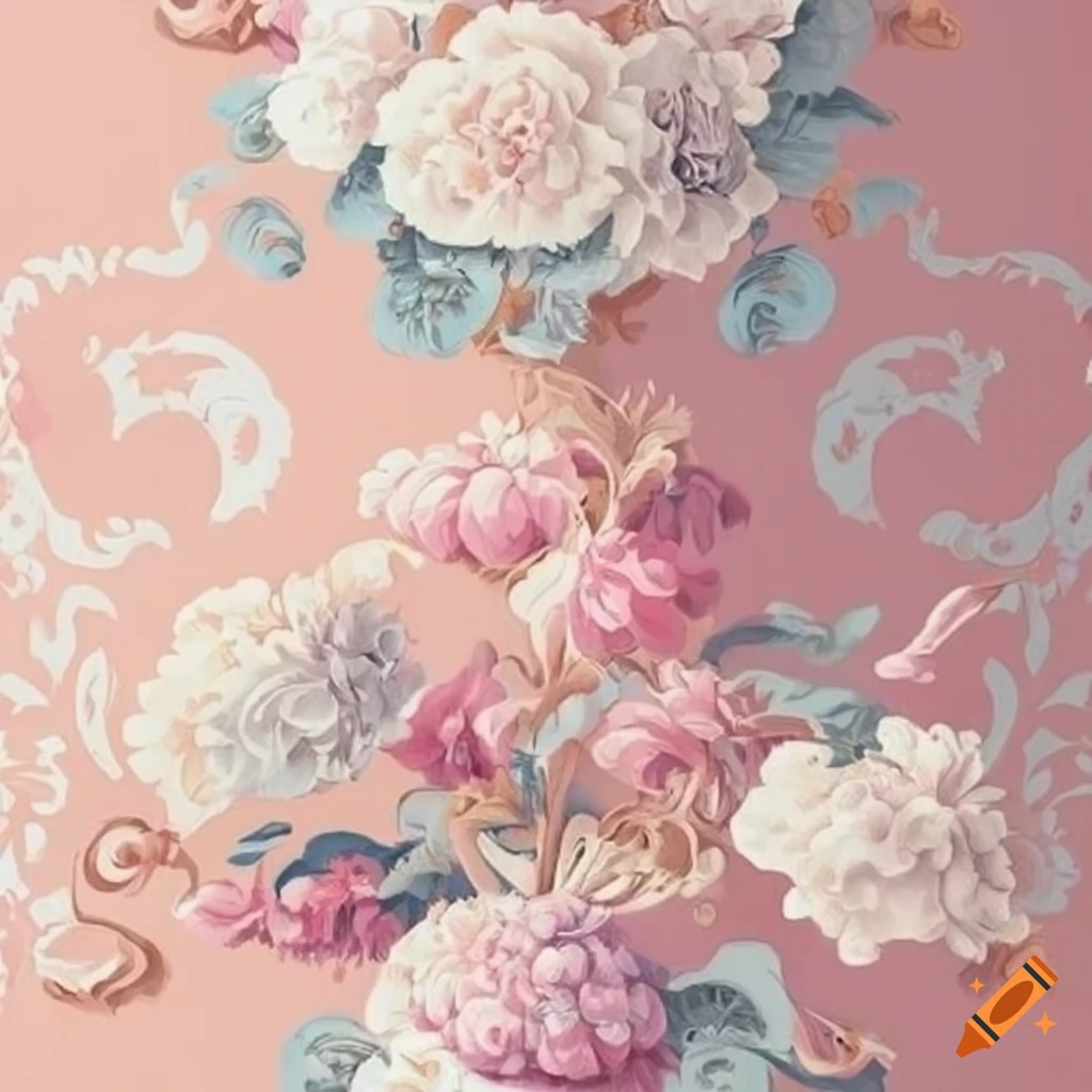 Pastel rococo wallpaper on Craiyon