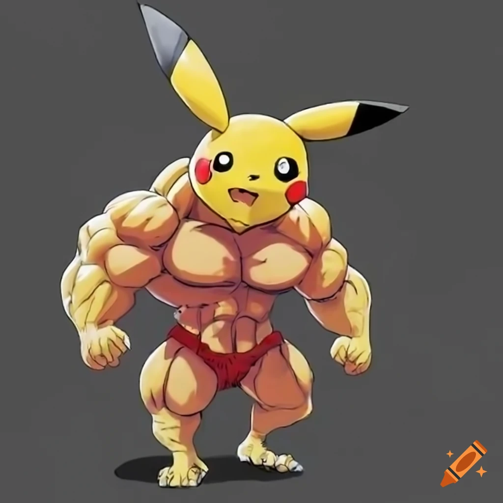 Muscular pikachu artwork on Craiyon