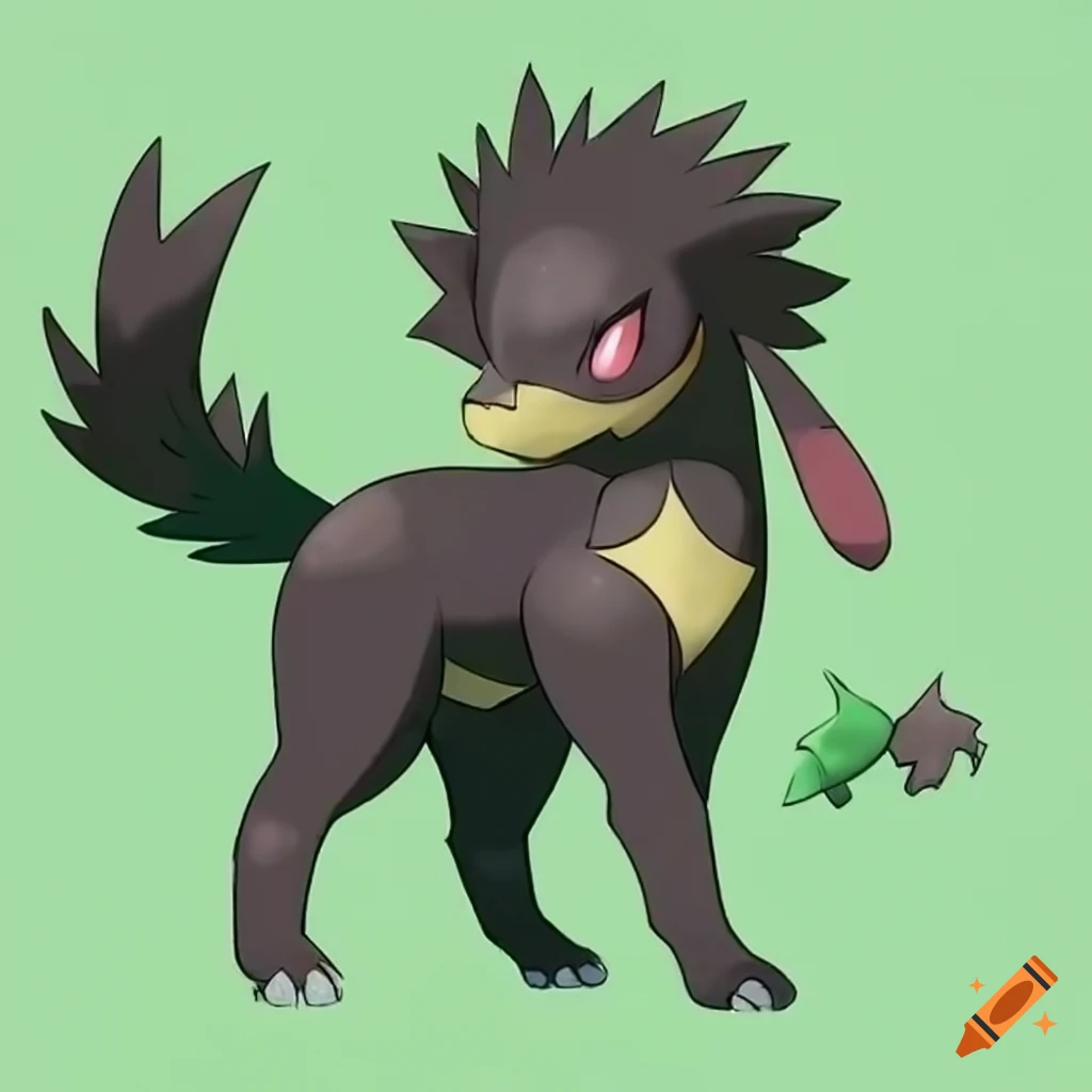 Image of a green and black dog pokemon with braided tail on Craiyon