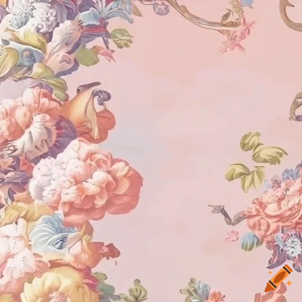 Pastel rococo wallpaper on Craiyon