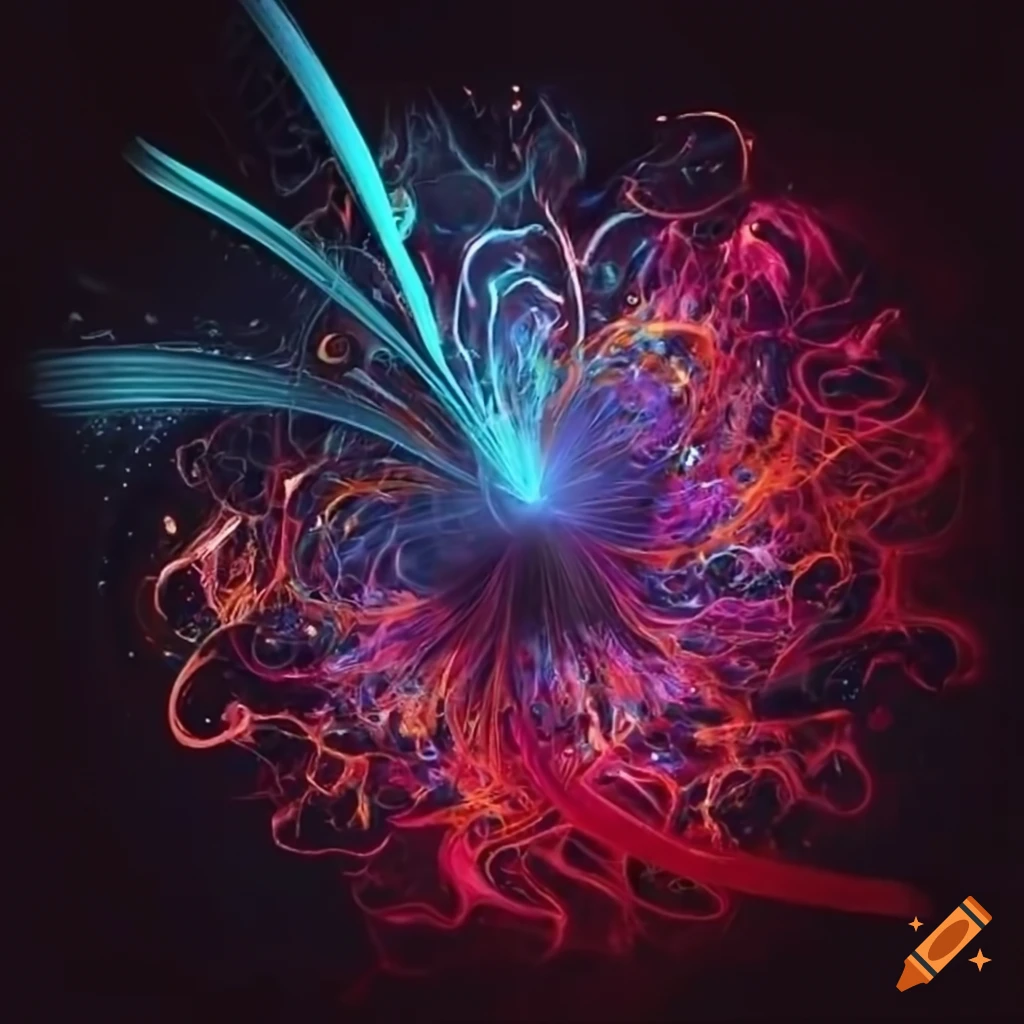 Abstract image of particle collision on Craiyon