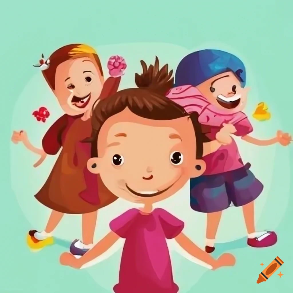 Cartoon image promoting children's equality on Craiyon