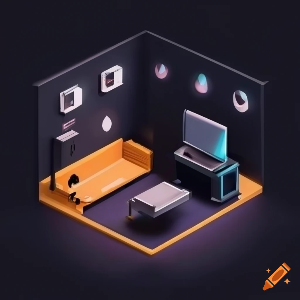 Cozy cube room with amateur radio and audio equipment on Craiyon