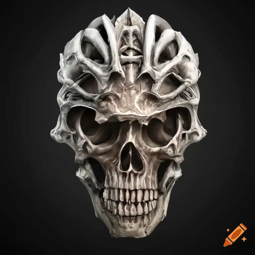 Biomechanical Skull Sculpture