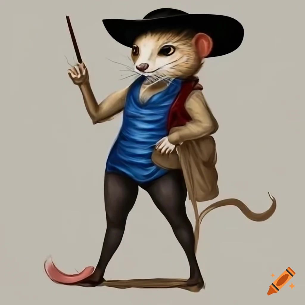 Illustration of a stylish female mouse fencer on Craiyon