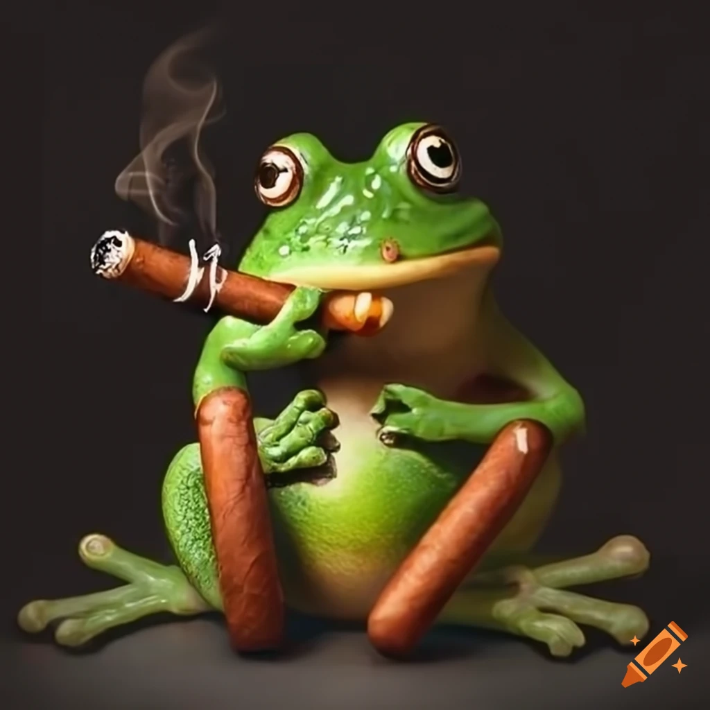 Frog smoking a cigar on Craiyon