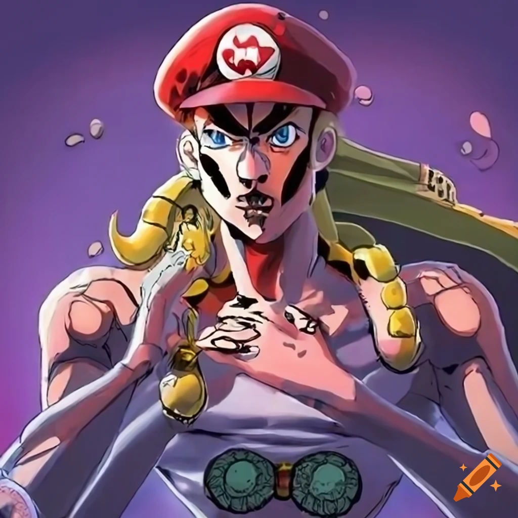 Super Mario characters in JoJo's Bizarre Adventure style on Craiyon