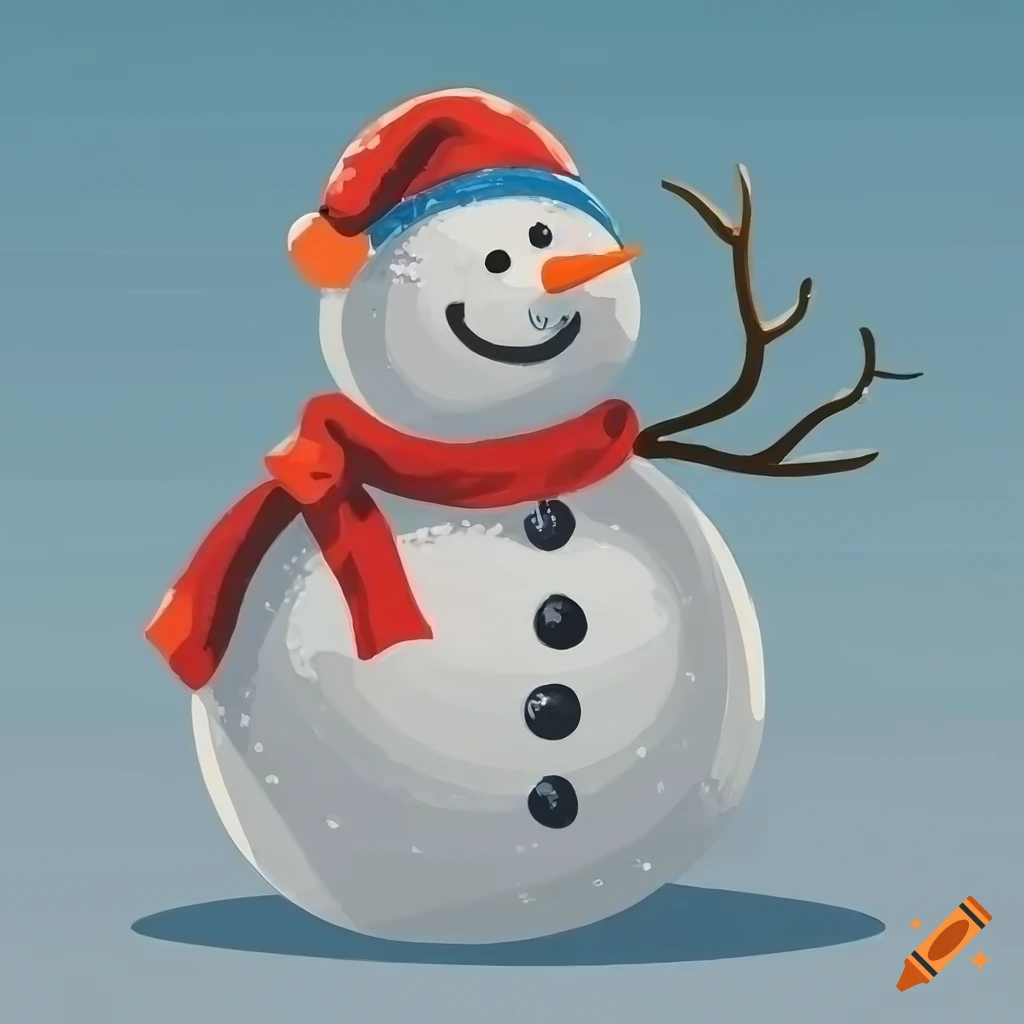 Minimalist vector painting of a surprised snowman on Craiyon
