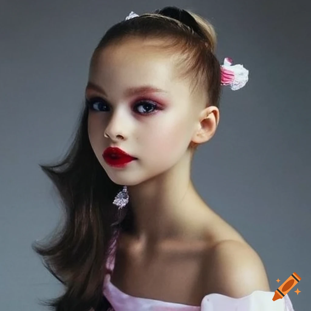 Young gymnast showcasing Russian beauty in her performance on Craiyon