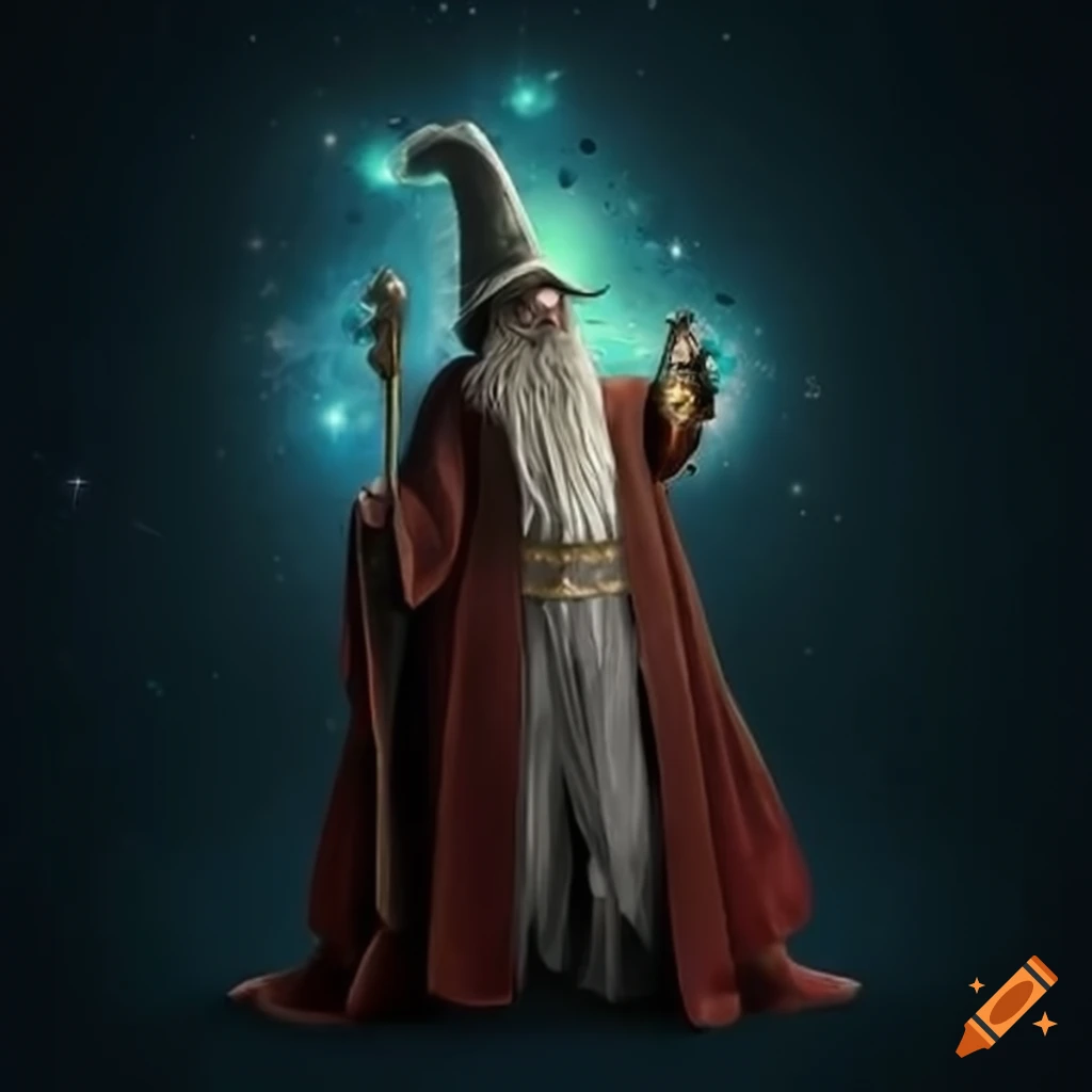 Wizard man with space-themed magic on Craiyon