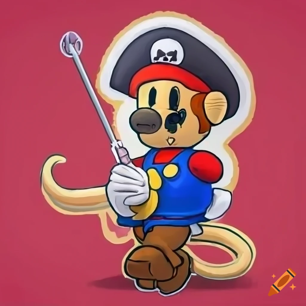 Illustration of an anthro mouse pirate with a rapier on Craiyon