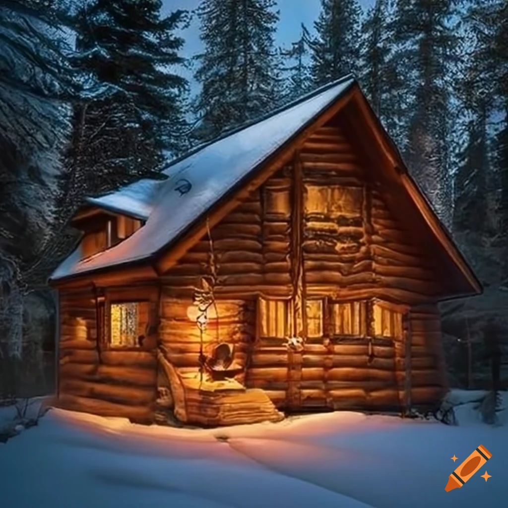 Luxurious log cabin in a remote wilderness on Craiyon