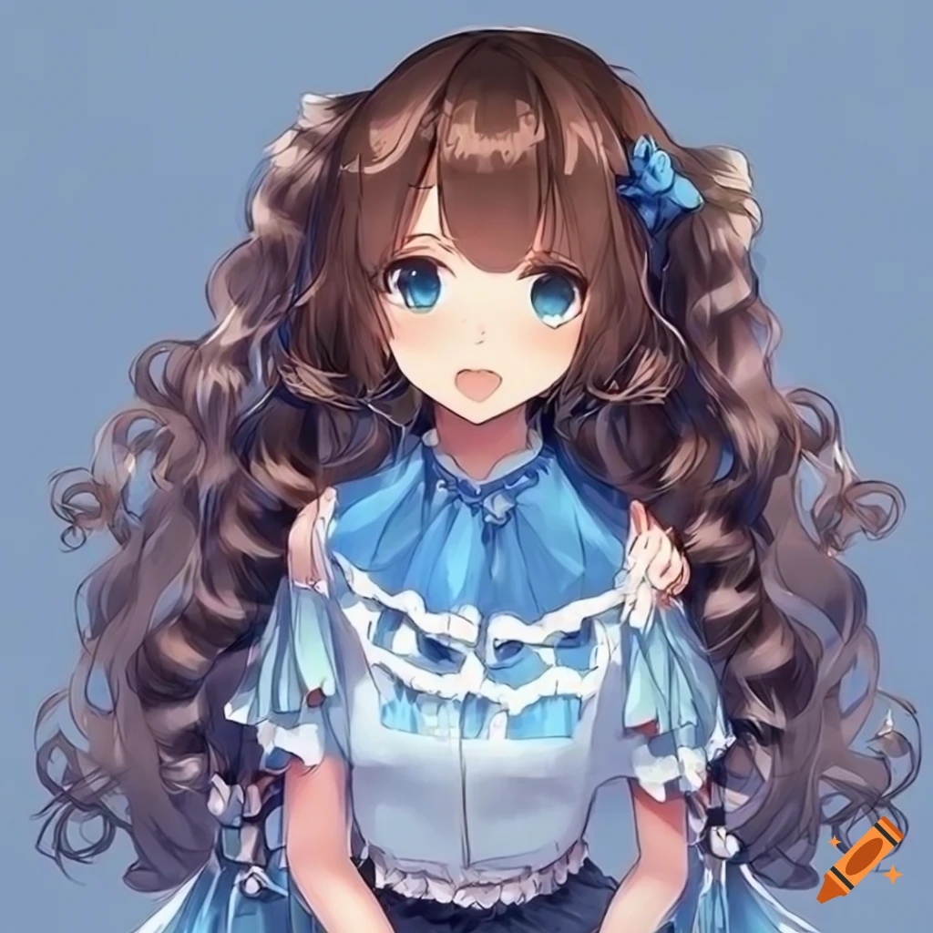 Cute anime girl with blue themed clothing on Craiyon
