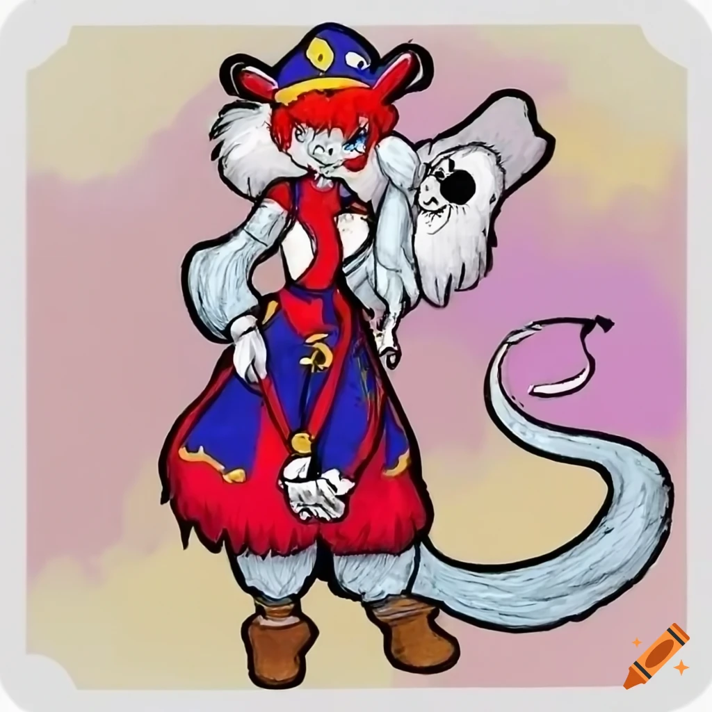Anthro mouse pirate with red hair