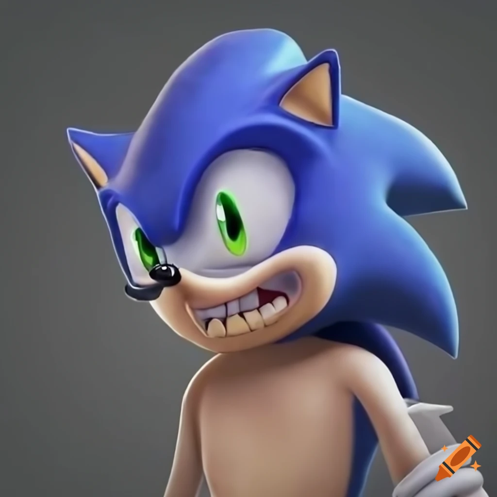 Cartoon mashup of link and sonic with funny teeth on Craiyon