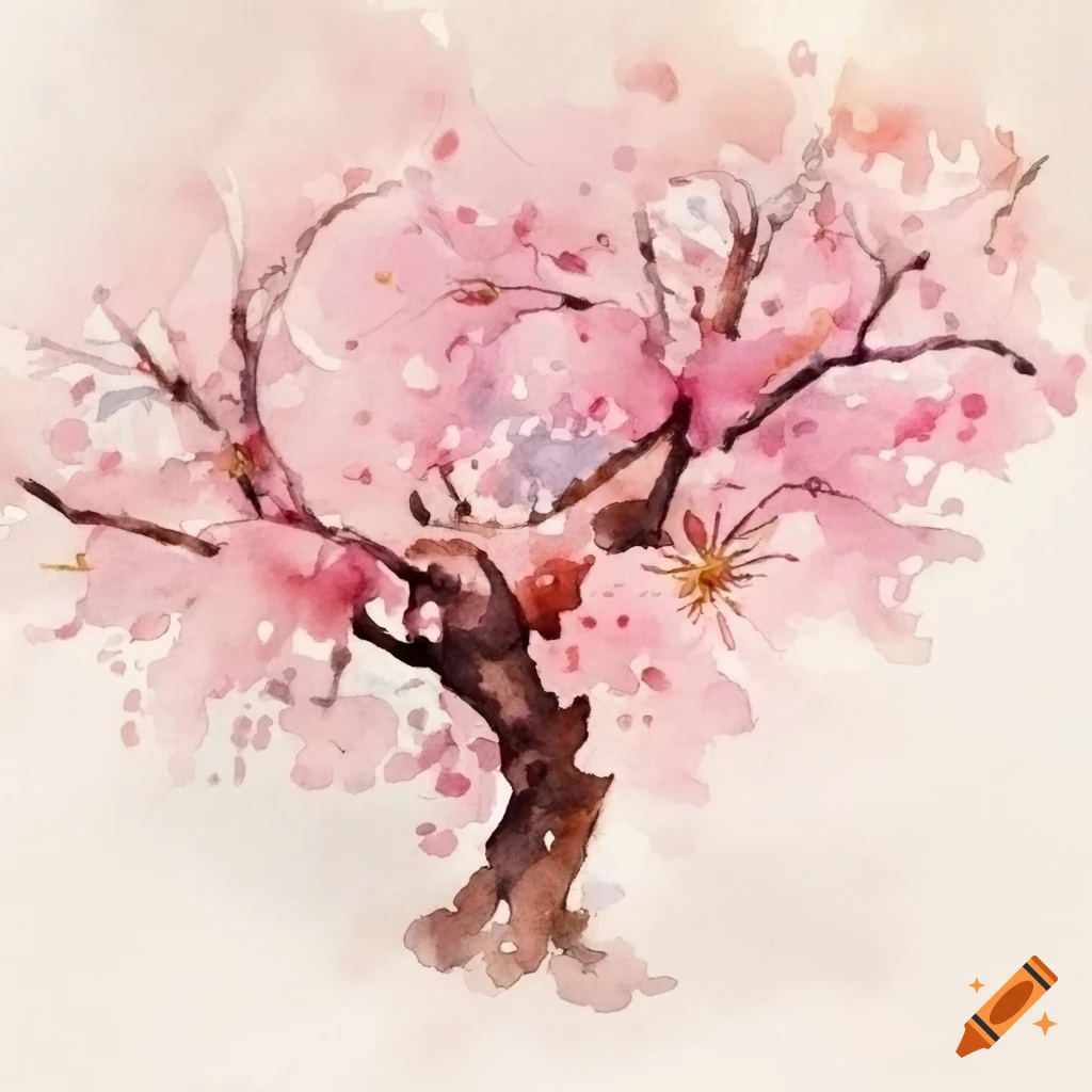 Watercolor painting of japanese cherry blossom tree on Craiyon