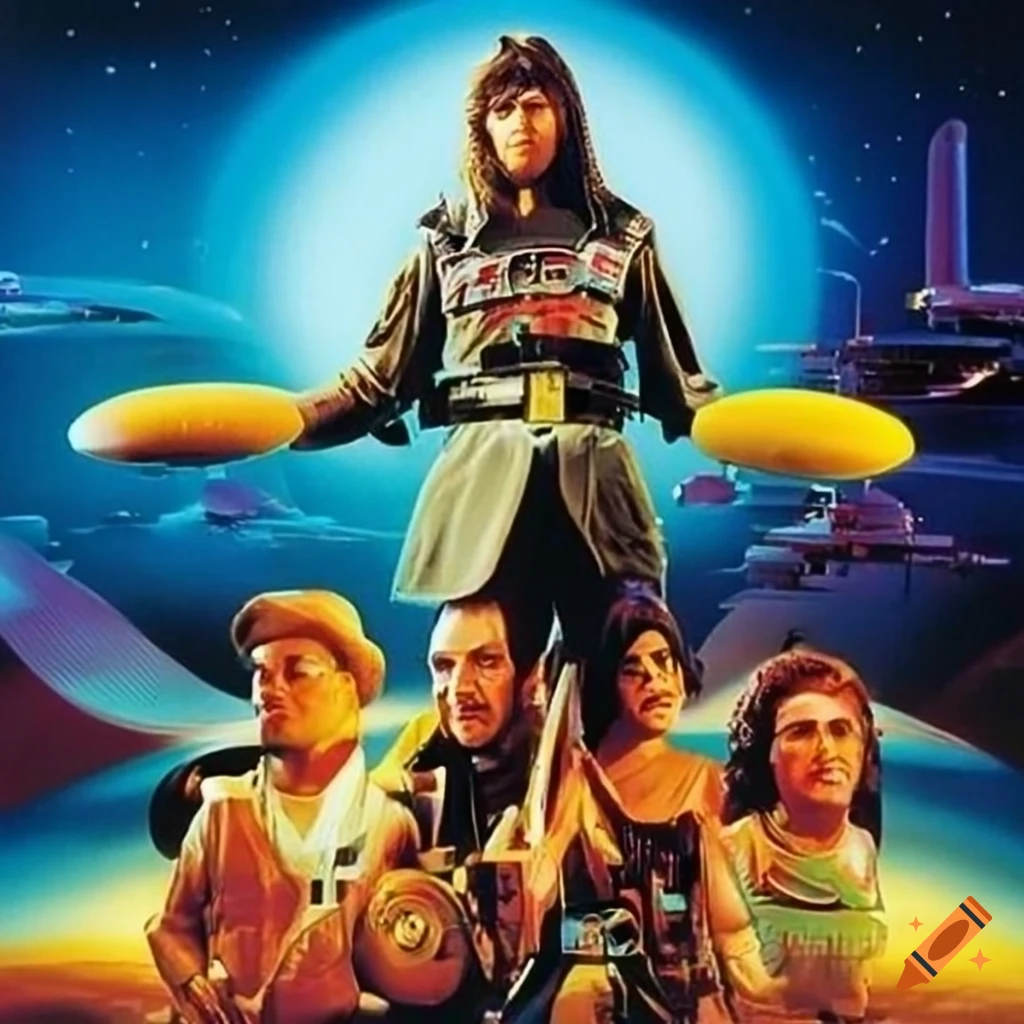 Retro movie poster for a groovy futuristic film on Craiyon