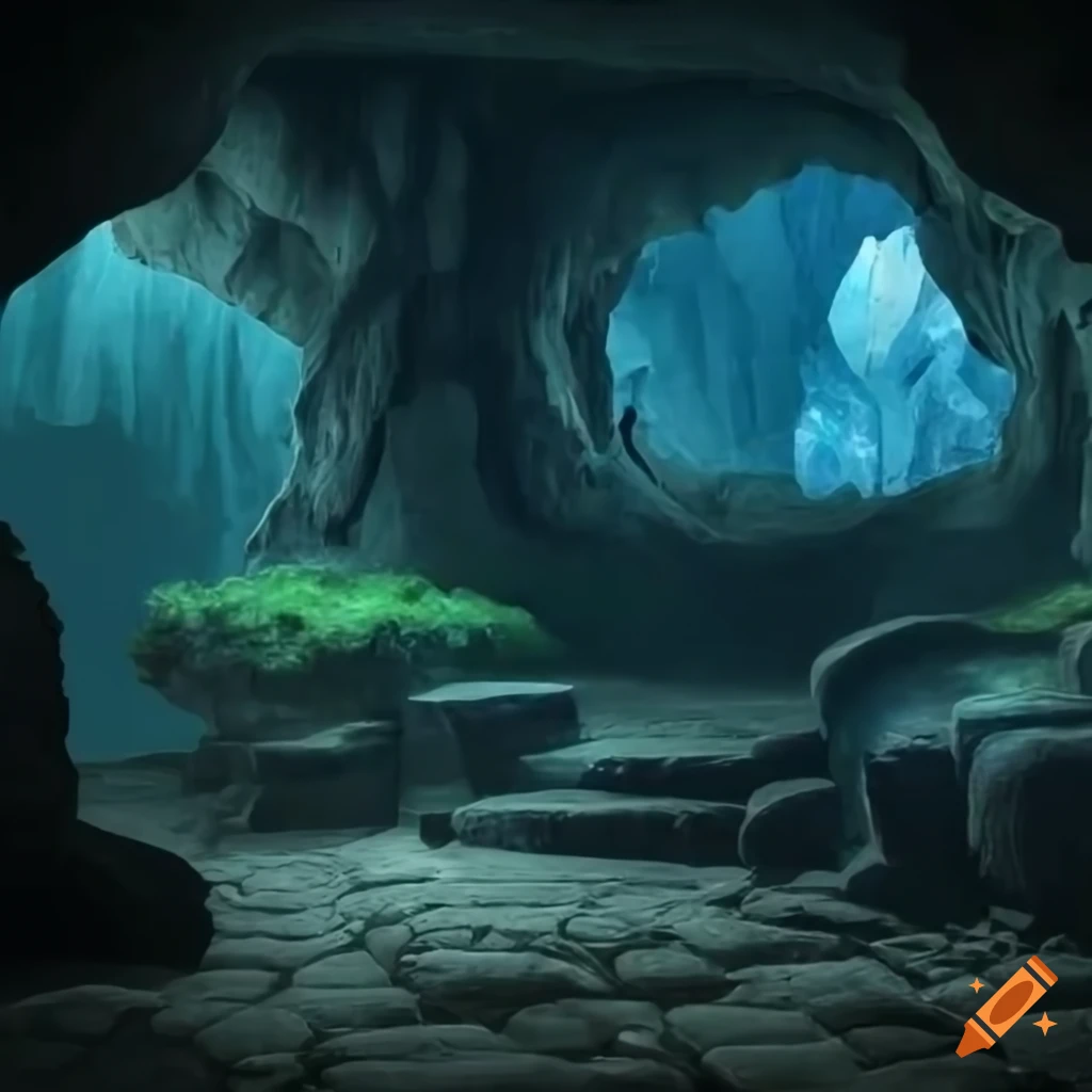 Impressive cave with crystal centerpiece on Craiyon