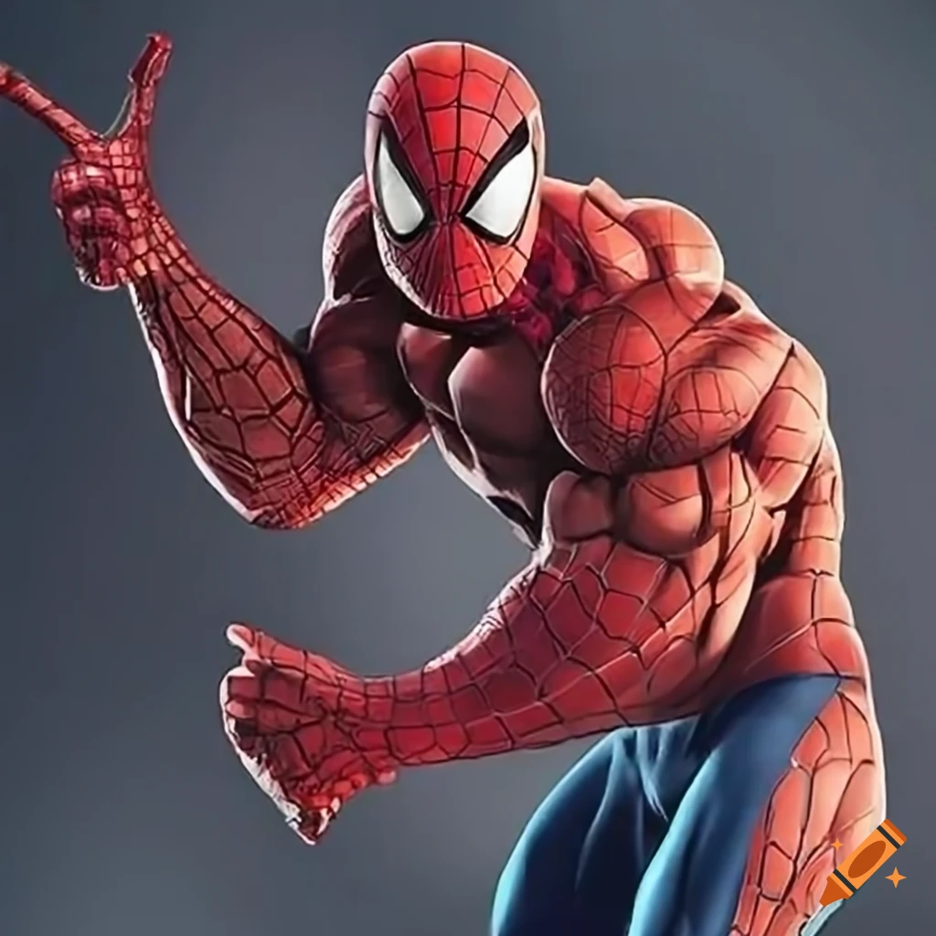 Photo of a muscular spider-man on Craiyon