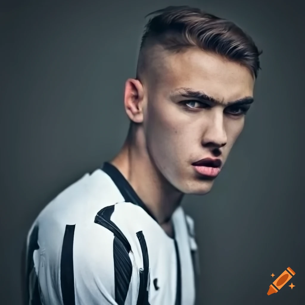 Portrait of an angry football player with a skin fade