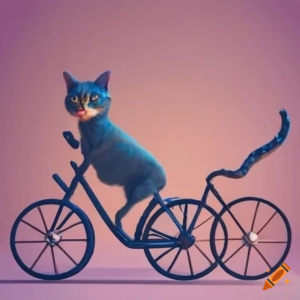 Cat riding a bicycle on Craiyon