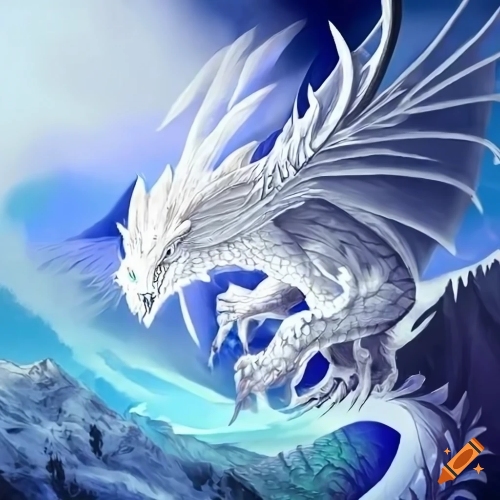 Majestic white dragon with glorious feathers on Craiyon