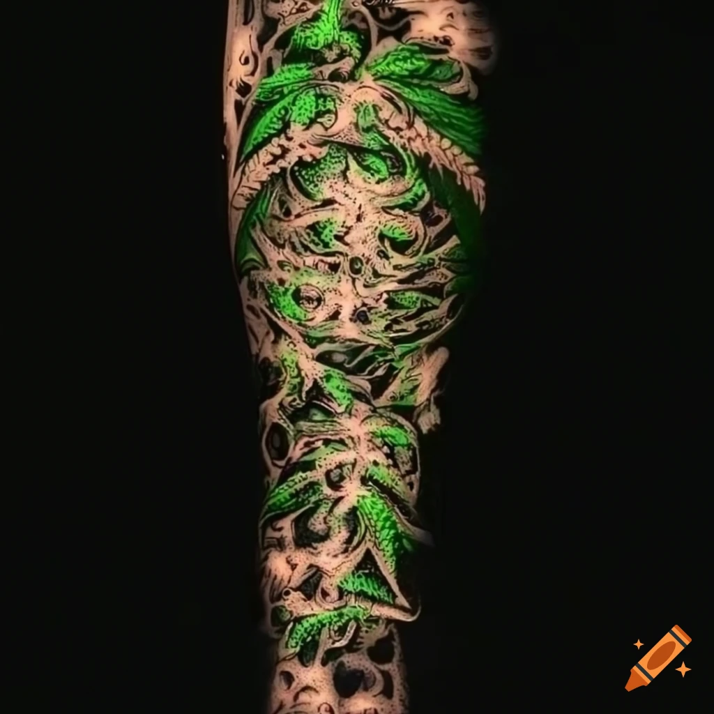 Trippy cannabis bud tattoo design on Craiyon