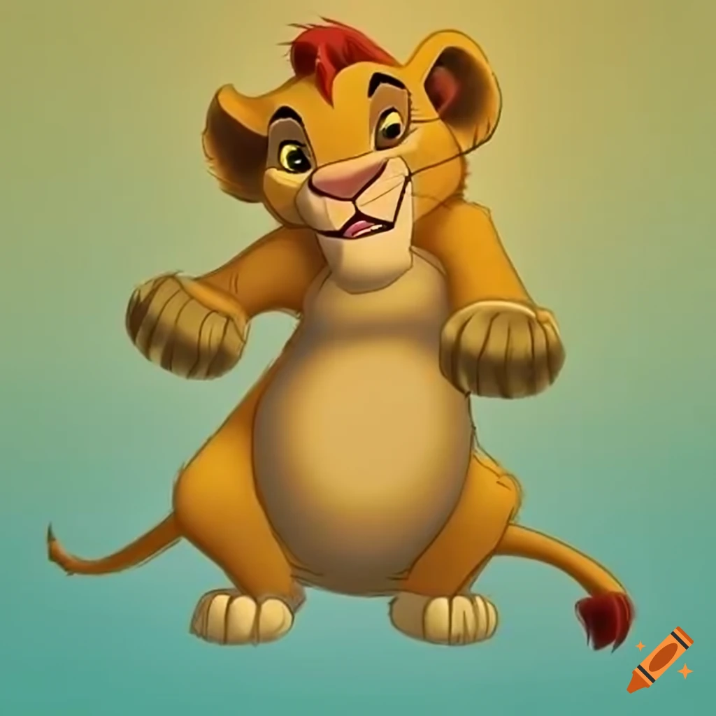 Funny image of Simba with a big belly on Craiyon