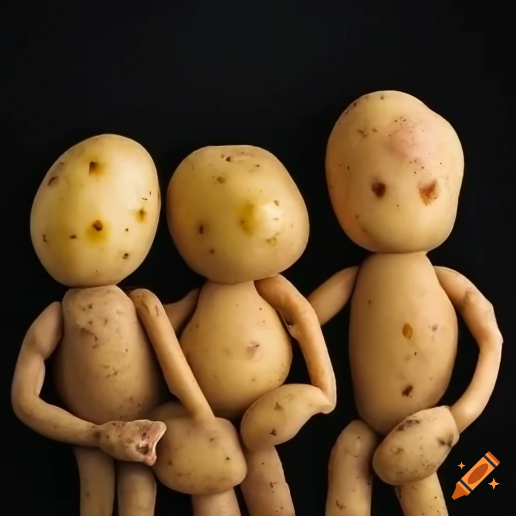 Artistic depiction of potato people on Craiyon