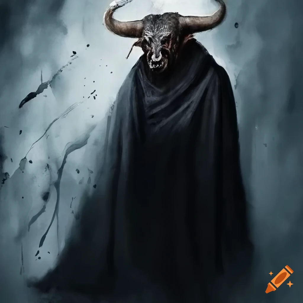 Realistic painting of an evil minotaur wizard on Craiyon