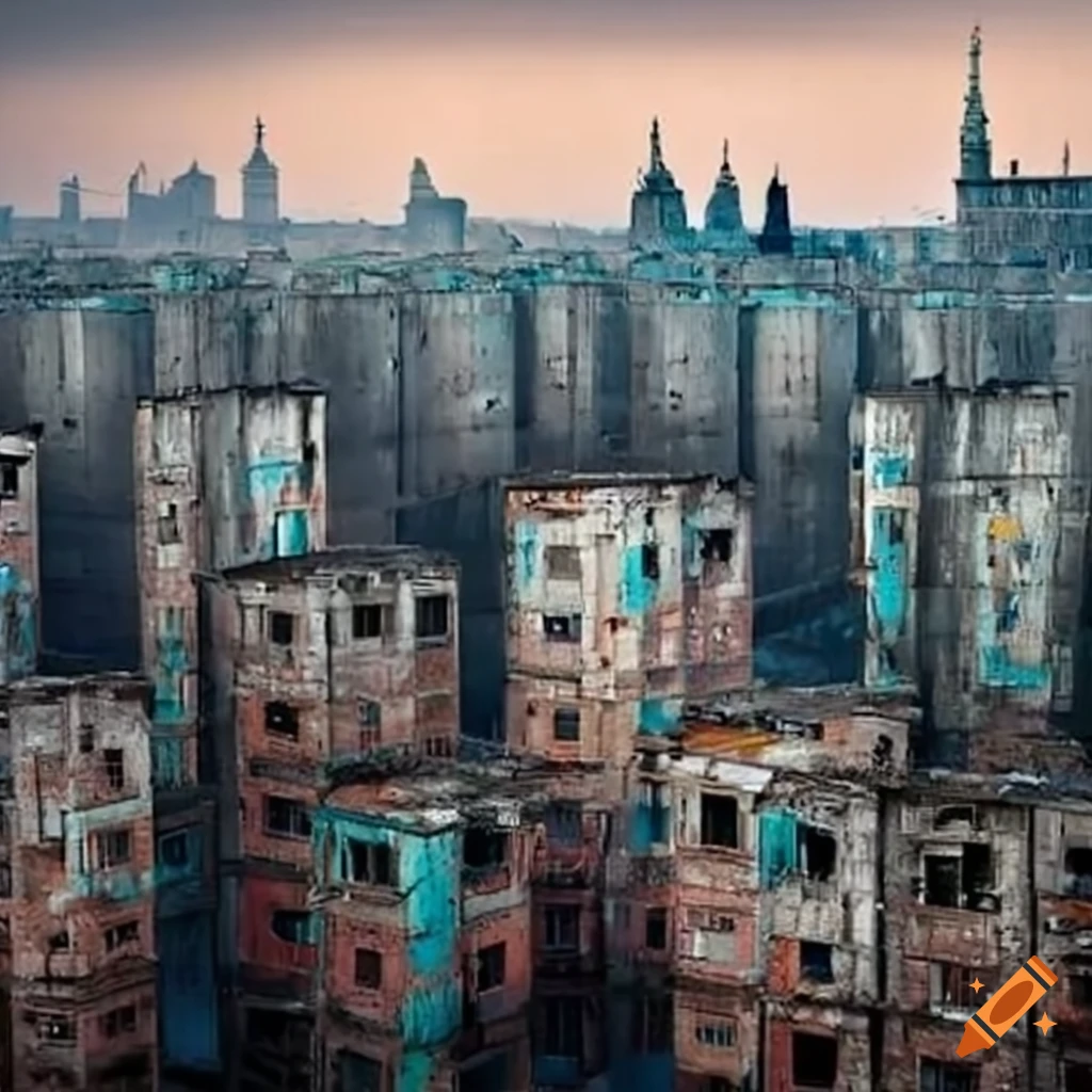 Image of towering russian slums on Craiyon