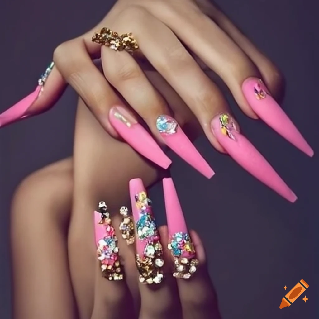 Long nail art on a hand on Craiyon