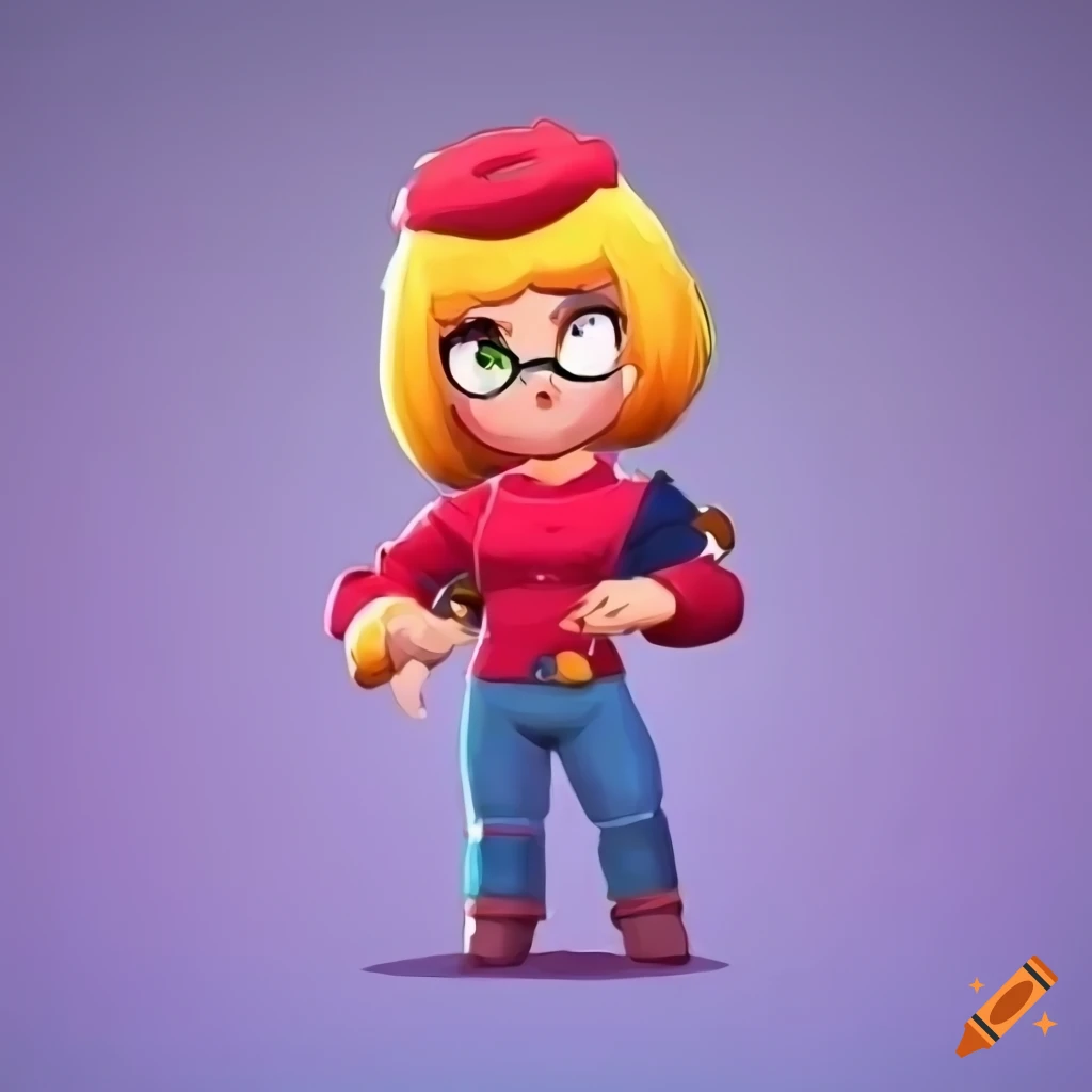 Illustration of a red shirt and blue pants brawler with blonde hair on ...